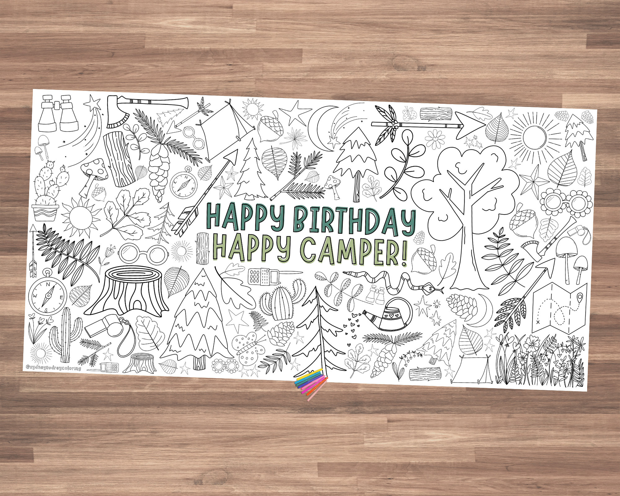 GIANT Personalized Camping Theme Coloring Poster - Huge Coloring Banner ...