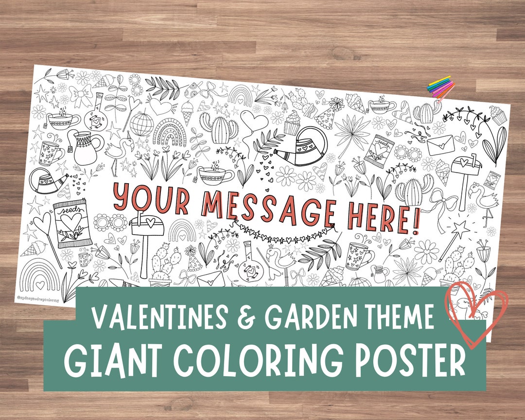 GIANT Personalized GALENTINES & Valentines Coloring Poster - Huge ...