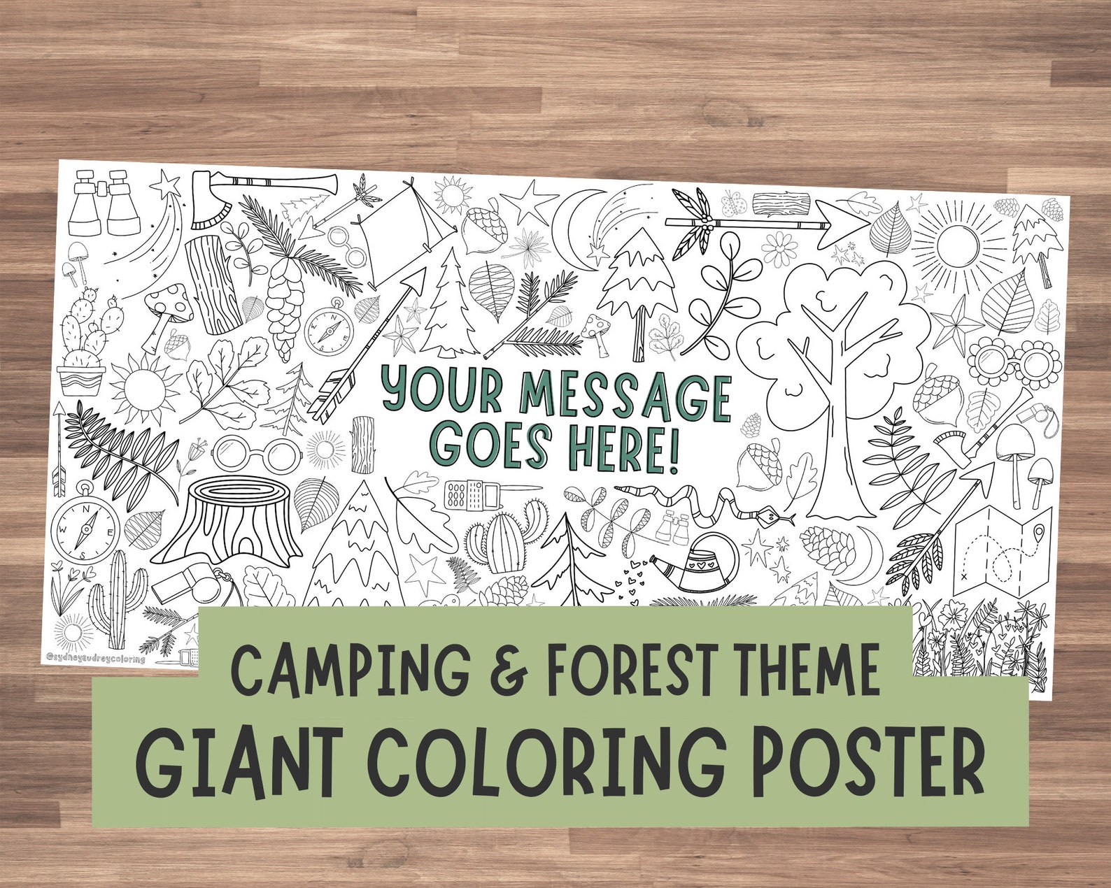 GIANT Personalized Camping Theme Coloring Poster - Huge Coloring Banner ...