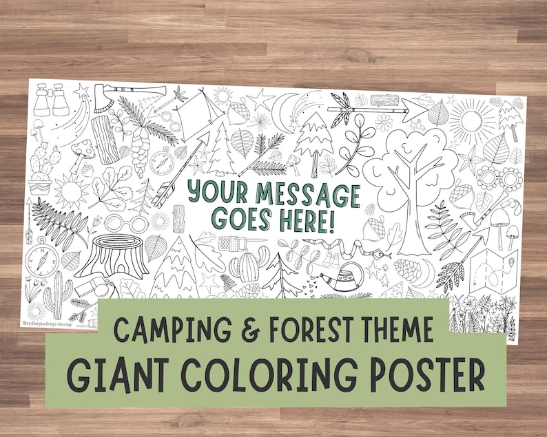 GIANT Personalized Camping Theme Coloring Poster - Huge Coloring Banner ...