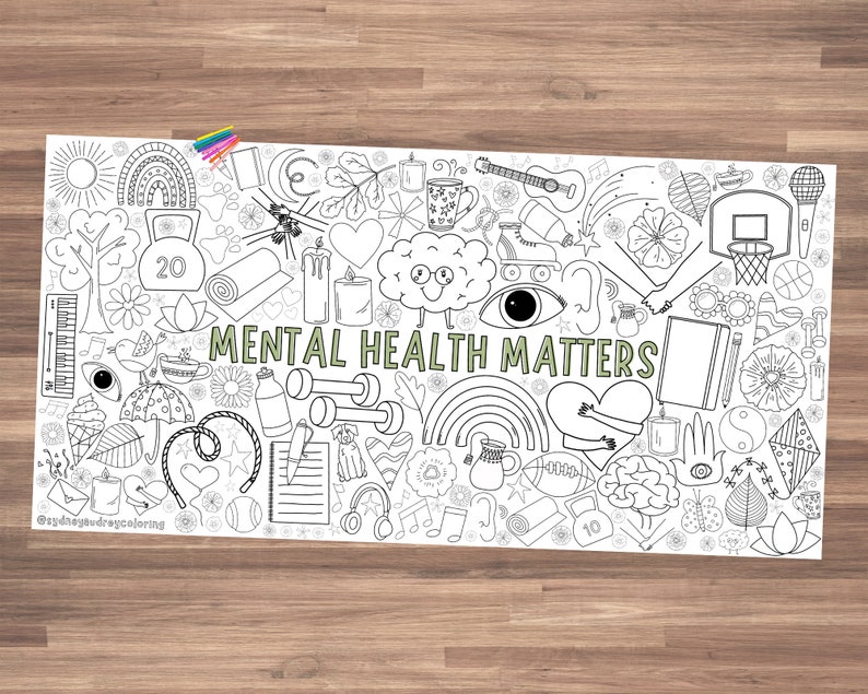 GIANT Personalized Mental Health Theme Coloring Poster - Huge Coloring ...