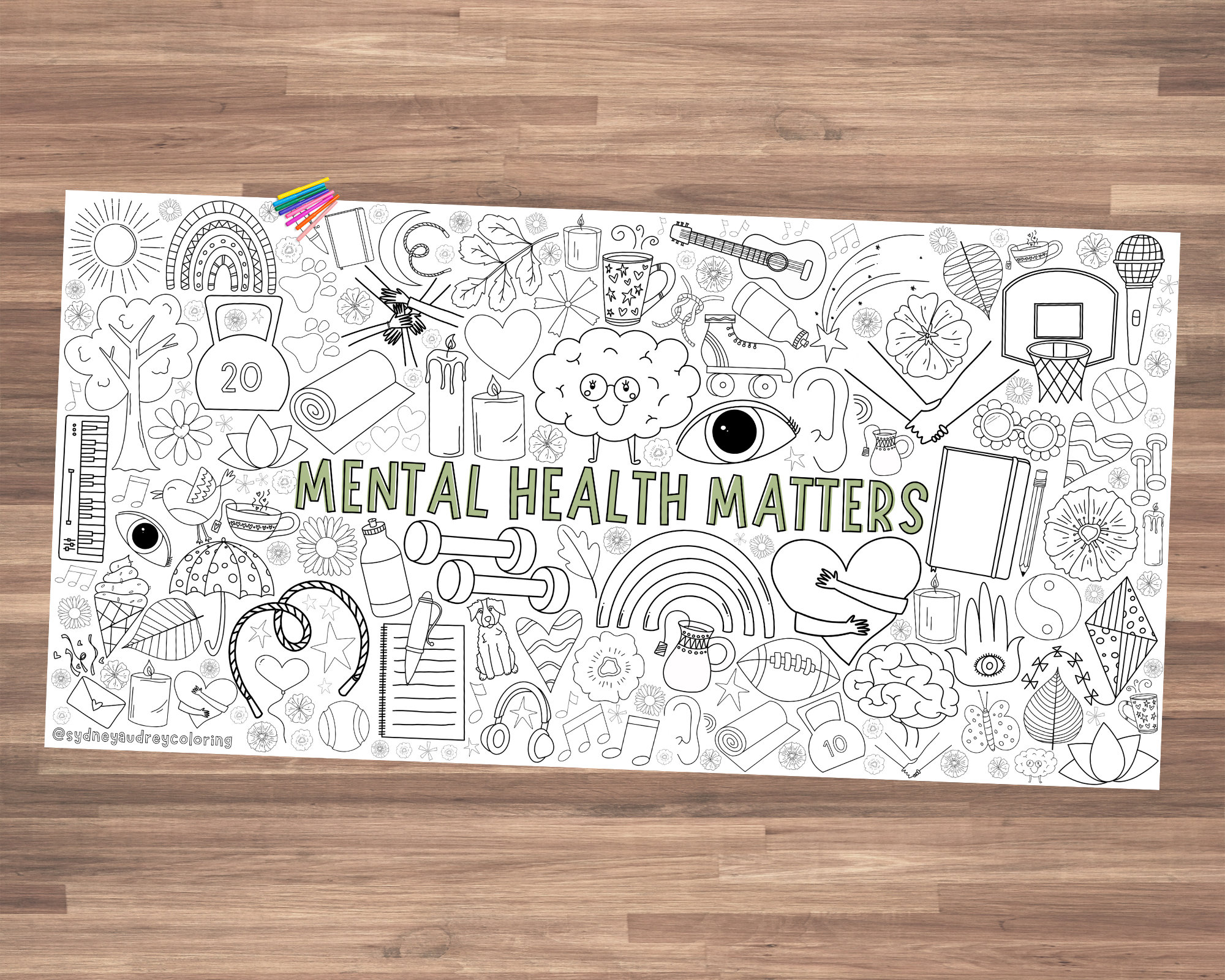 GIANT Personalized Mental Health Theme Coloring Poster - Huge Coloring ...