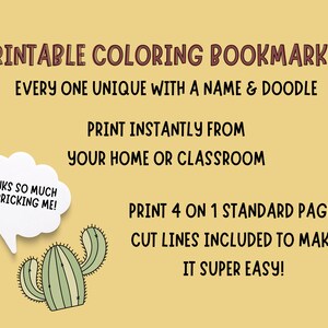 20 Personalized Bookmarks - Printable & Coloring for Students ...