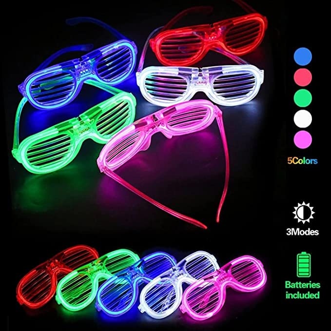 Neon Glow Glasses Set, LED Glow Glasses Set Includes 5 Neon Colors (red ...