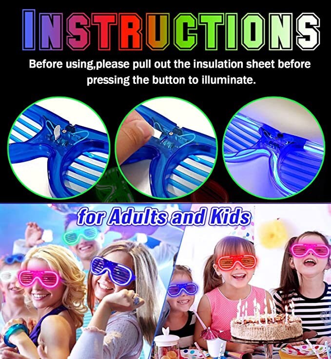 Neon Glow Glasses Set, LED Glow Glasses Set Includes 5 Neon Colors (red ...