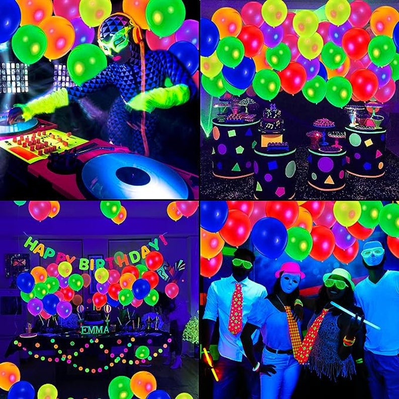 Colored UV Neon Balloons, Glow Balloons, Neon Party Decorations, Glow ...