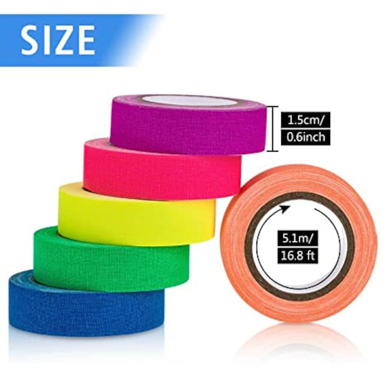 6 Pack Glow in Dark Tape, Adhesive Black Light Tape Sets, Fluorescent ...
