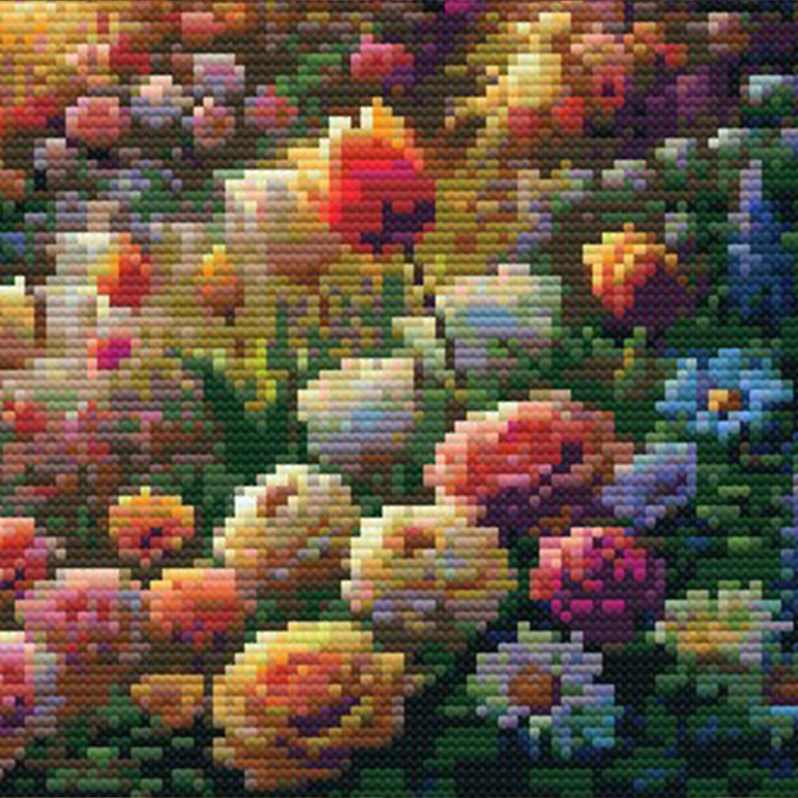 Sunrise Garden Stitch Pattern, Serene Landscape Cross Stitch Pattern ...