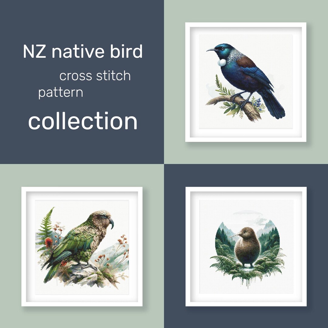 New Zealand Natives Trio Cross Stitch Pattern Collection. Includes the ...