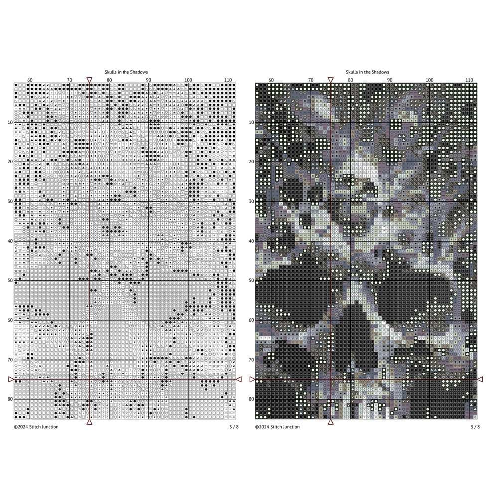Skull Cross Stitch Pattern, Gothic Skulls in the Shadows, Dark Horror ...