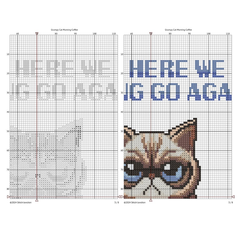Grumpy Cat Morning Coffee Cross Stitch Pattern, Funny Subversive Cross ...