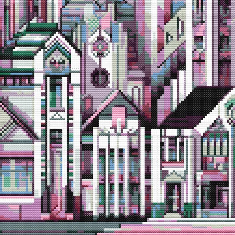 Art Deco City Cross Stitch Pattern: Geometric Skyline (digital PDF ...