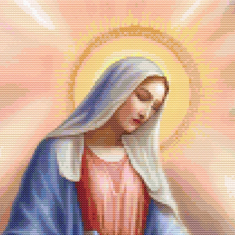 Virgin Mary Cross Stitch Pattern. Mother Mary Embroidery Pattern ...