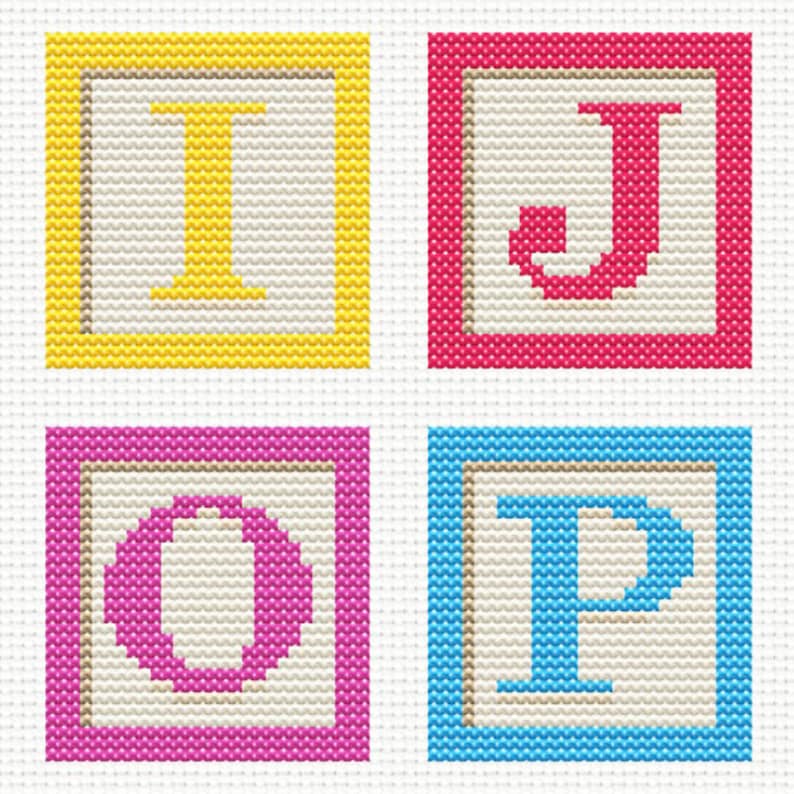 Alphabet Block Letters Cross Stitch Pattern, Alphabet Letter Set ...