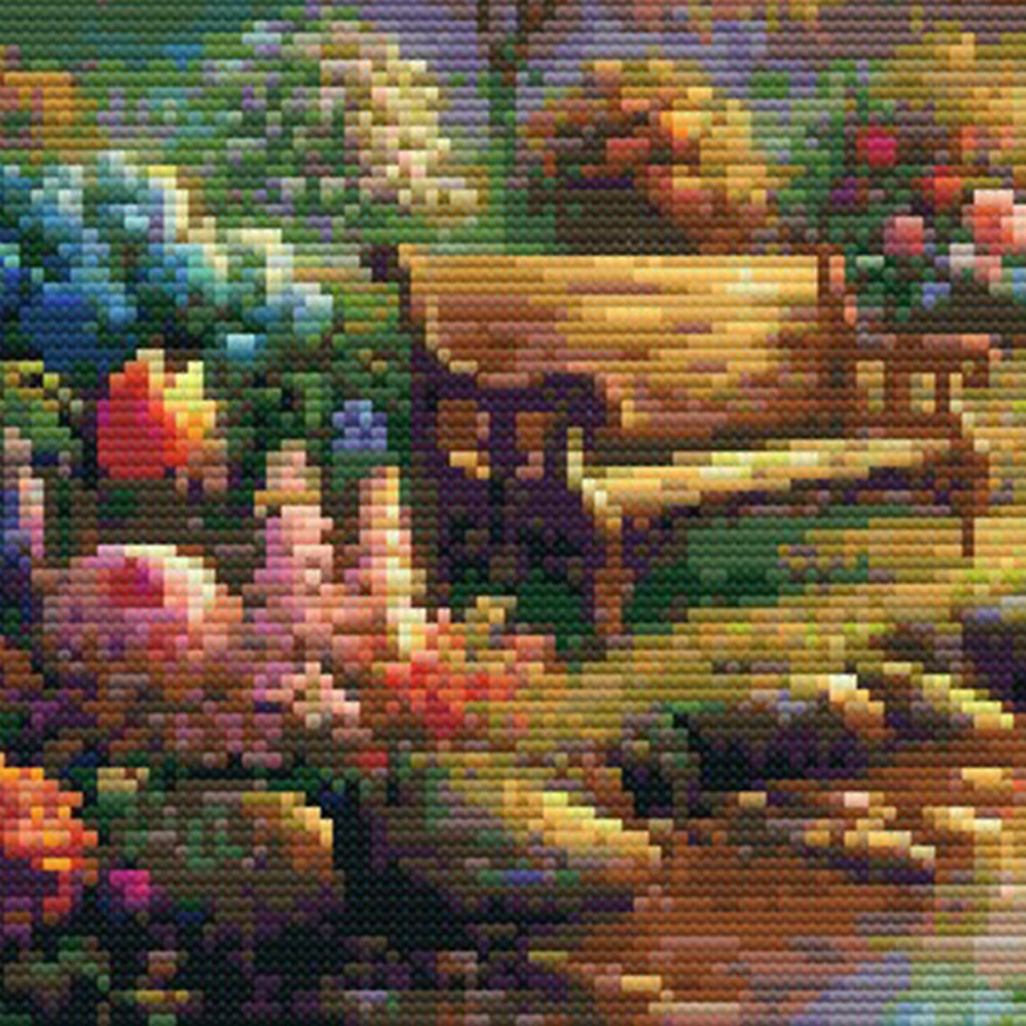 Sunrise Garden Stitch Pattern, Serene Landscape Cross Stitch Pattern ...