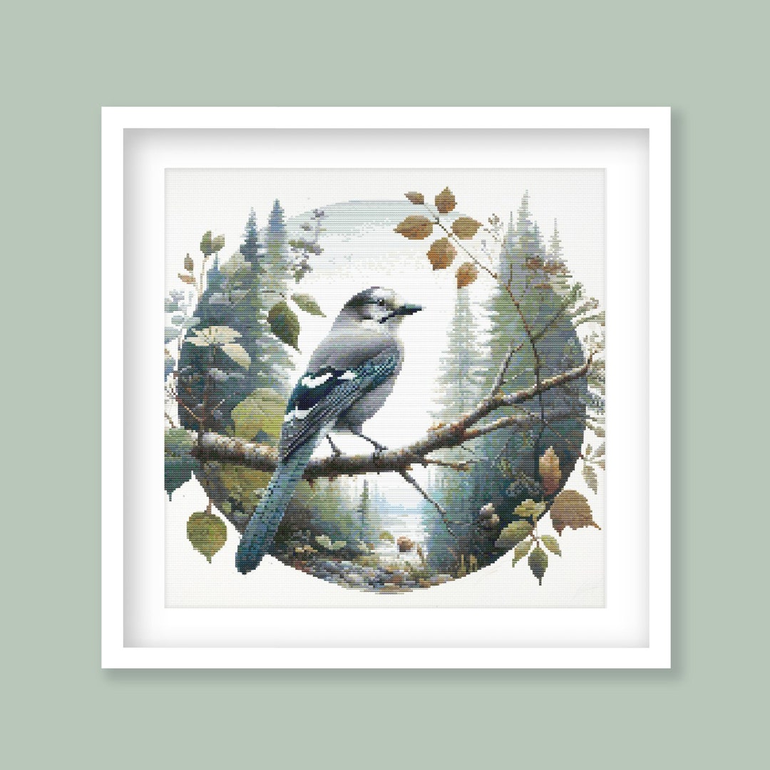Canada Jay Cross Stitch Pattern. Whiskey-jack Bird, Gray Jay Cross ...