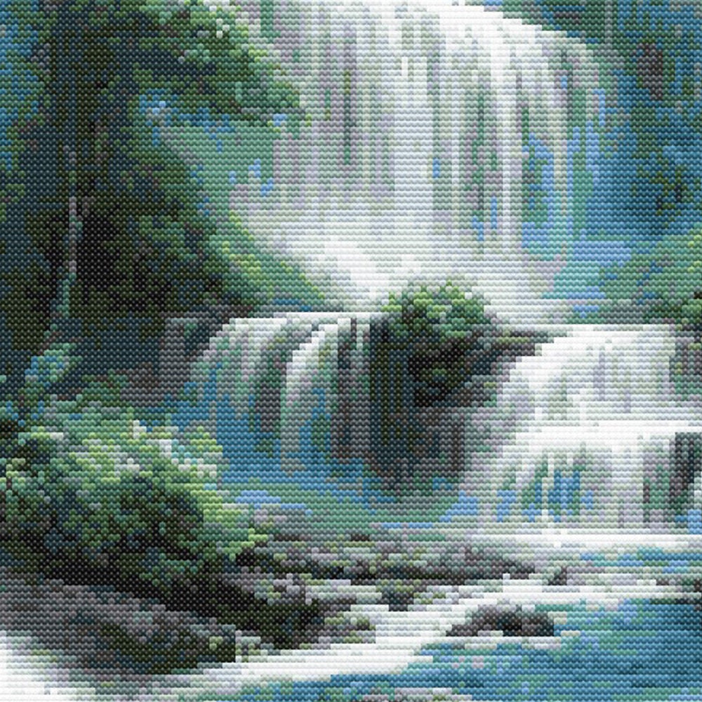 Misty Waterfall Cross Stitch Pattern, Serene Nature Embroidery, DIY ...