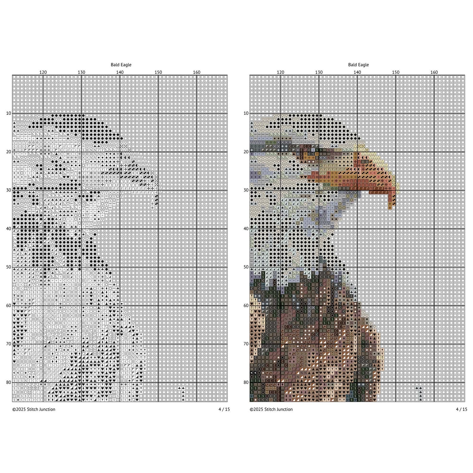 Bald Eagle Cross Stitch Pattern, American Wildlife Bird Embroidery ...