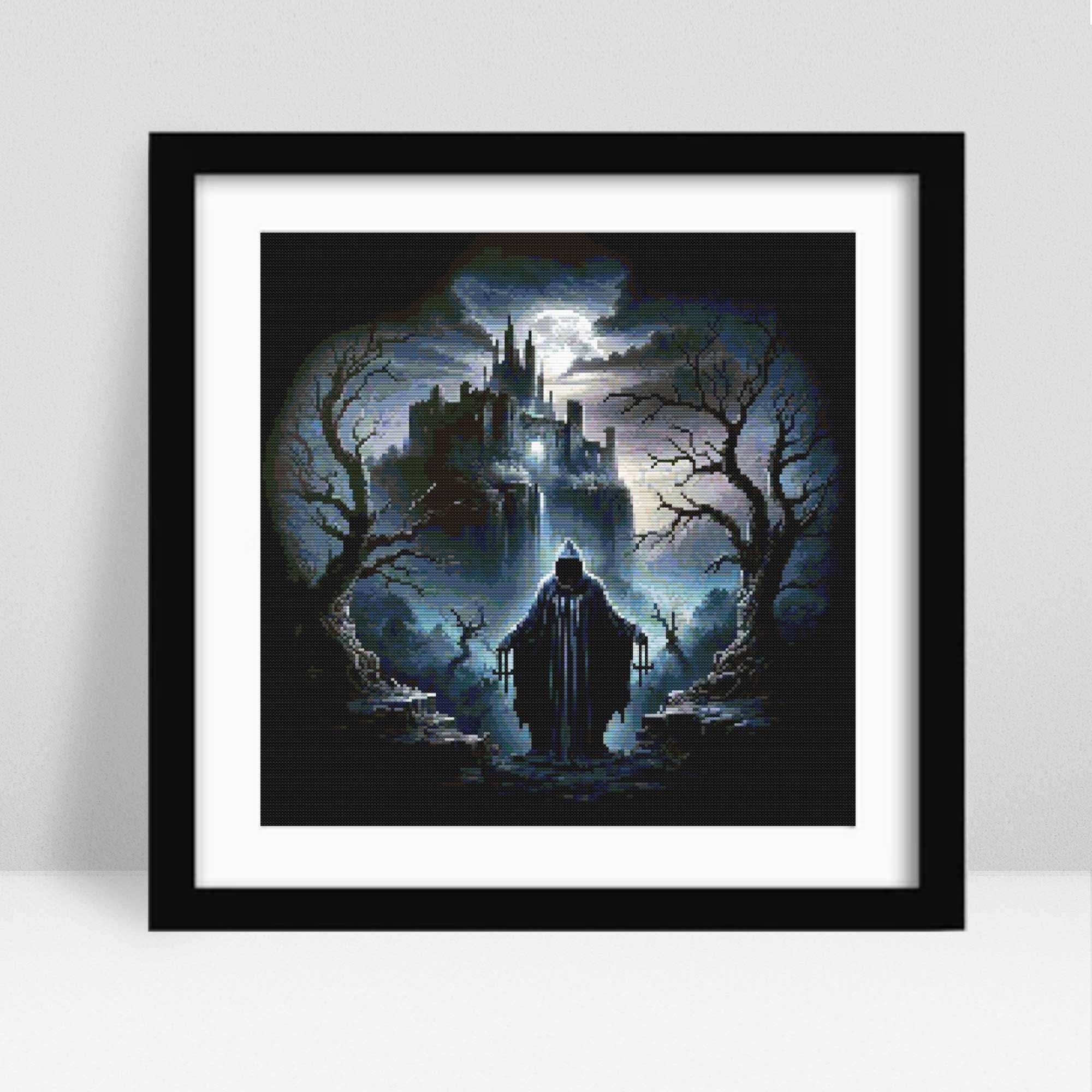 Twilight Castle Cross Stitch Pattern – Gothic Castle & Cloaked Figure ...