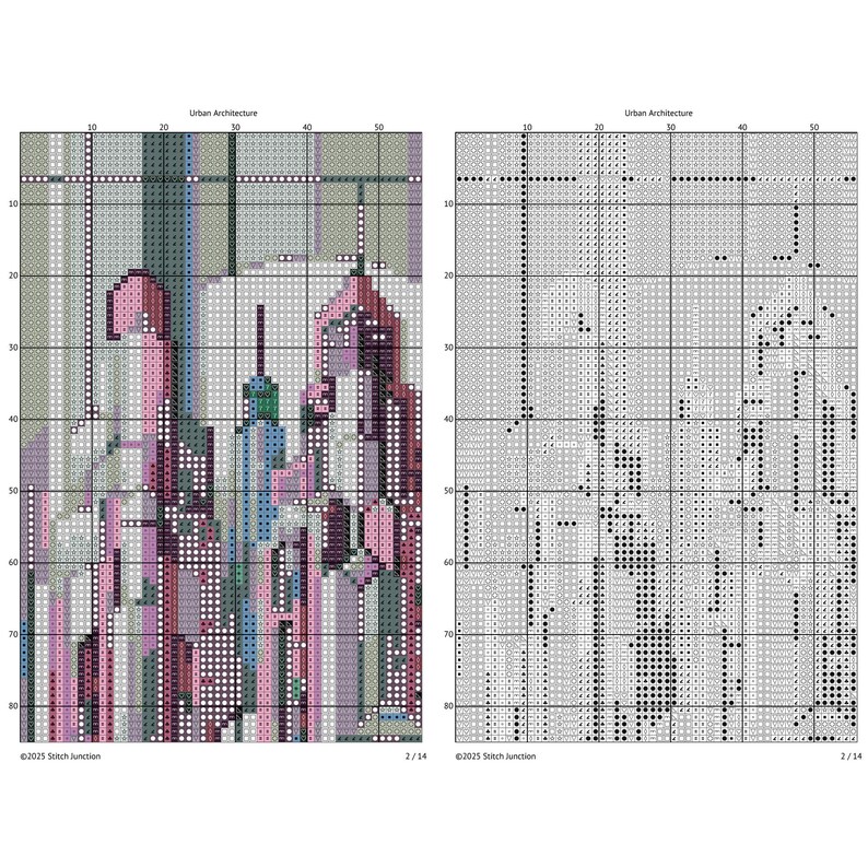 Art Deco City Cross Stitch Pattern, Geometric Skyline Embroidery ...