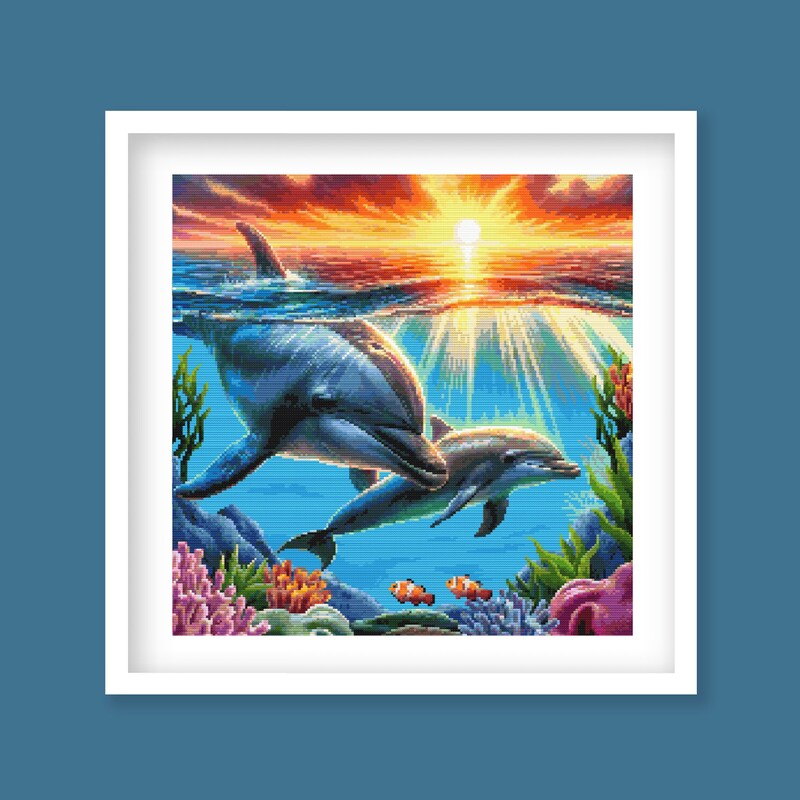 Dolphin Cross Stitch - Etsy