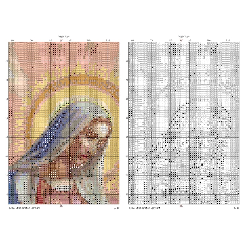 Virgin Mary Cross Stitch Pattern. Mother Mary Embroidery Pattern ...