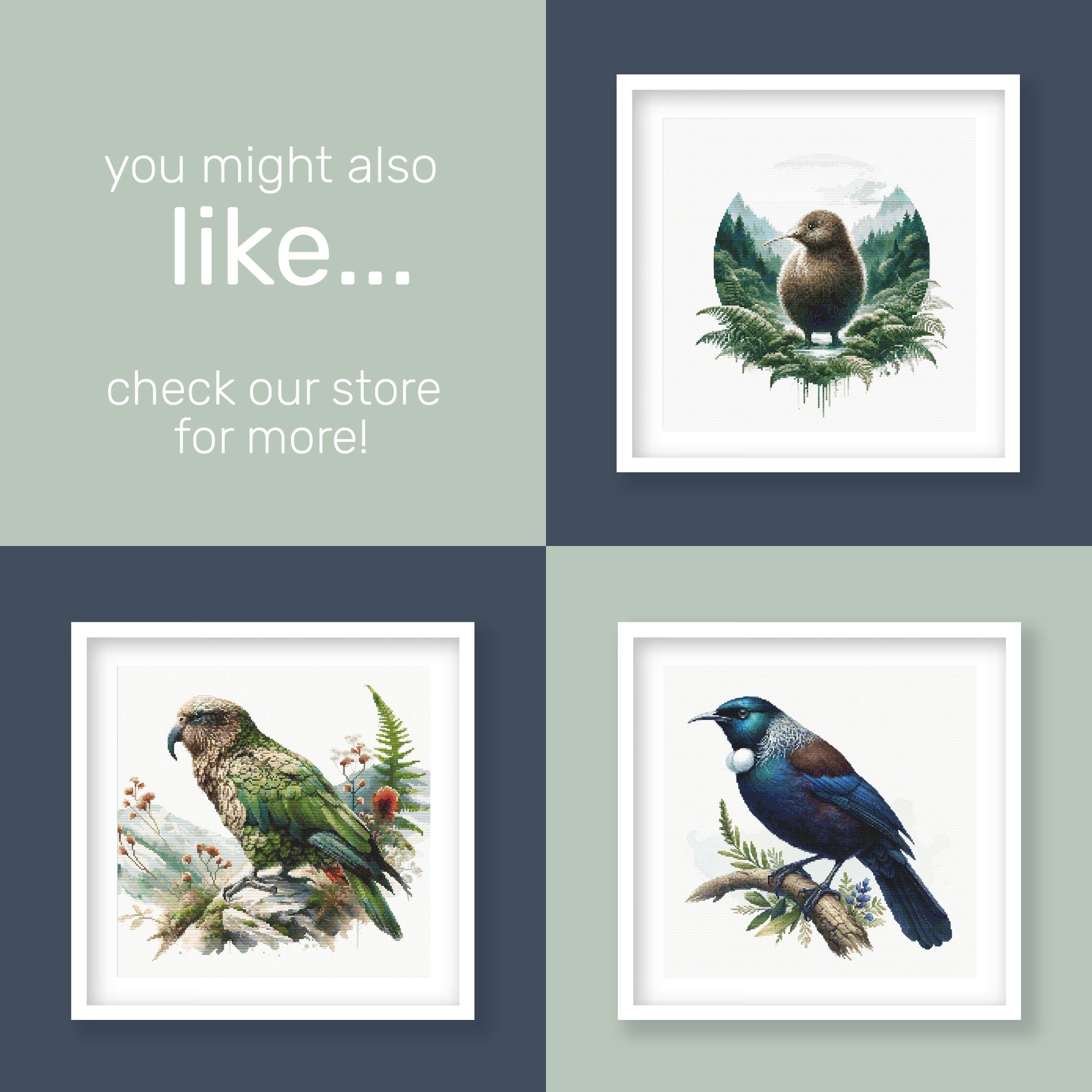 New Zealand Tui Cross Stitch Pattern. Native Bird Cross-stitch Pattern ...