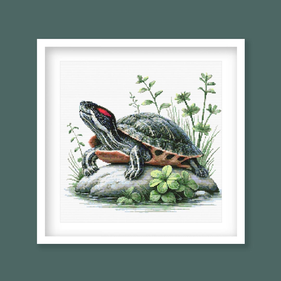 Red-eared Slider Turtle Cross Stitch Pattern – Nature-inspired ...