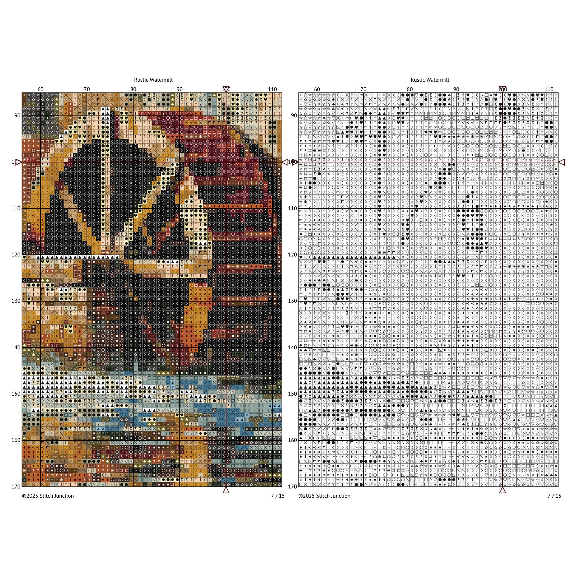 Rustic Watermill Cross Stitch Pattern – Vintage Water Wheel Barn ...
