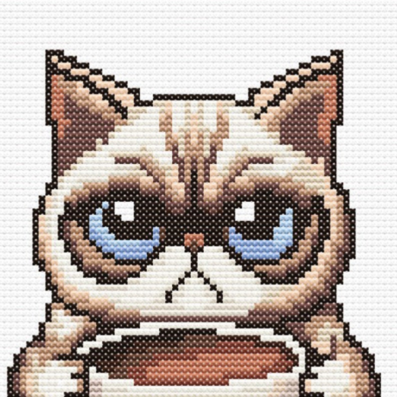 Grumpy Cat Morning Coffee Cross Stitch Pattern, Funny Subversive Cross ...