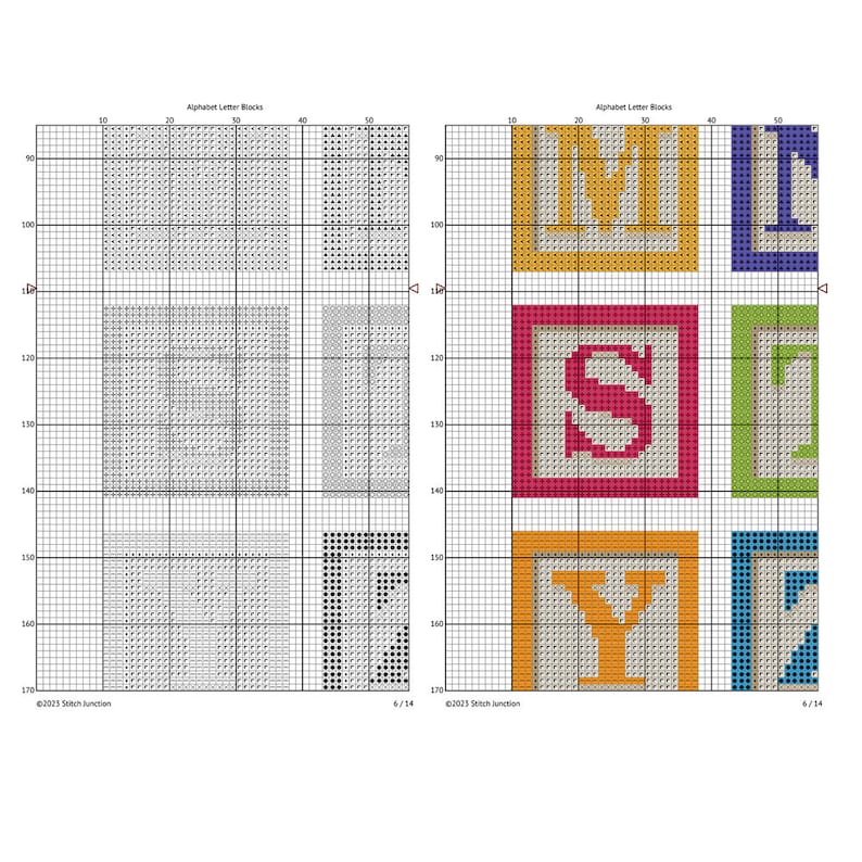 Alphabet Block Letters Cross Stitch Pattern, Alphabet Letter Set ...
