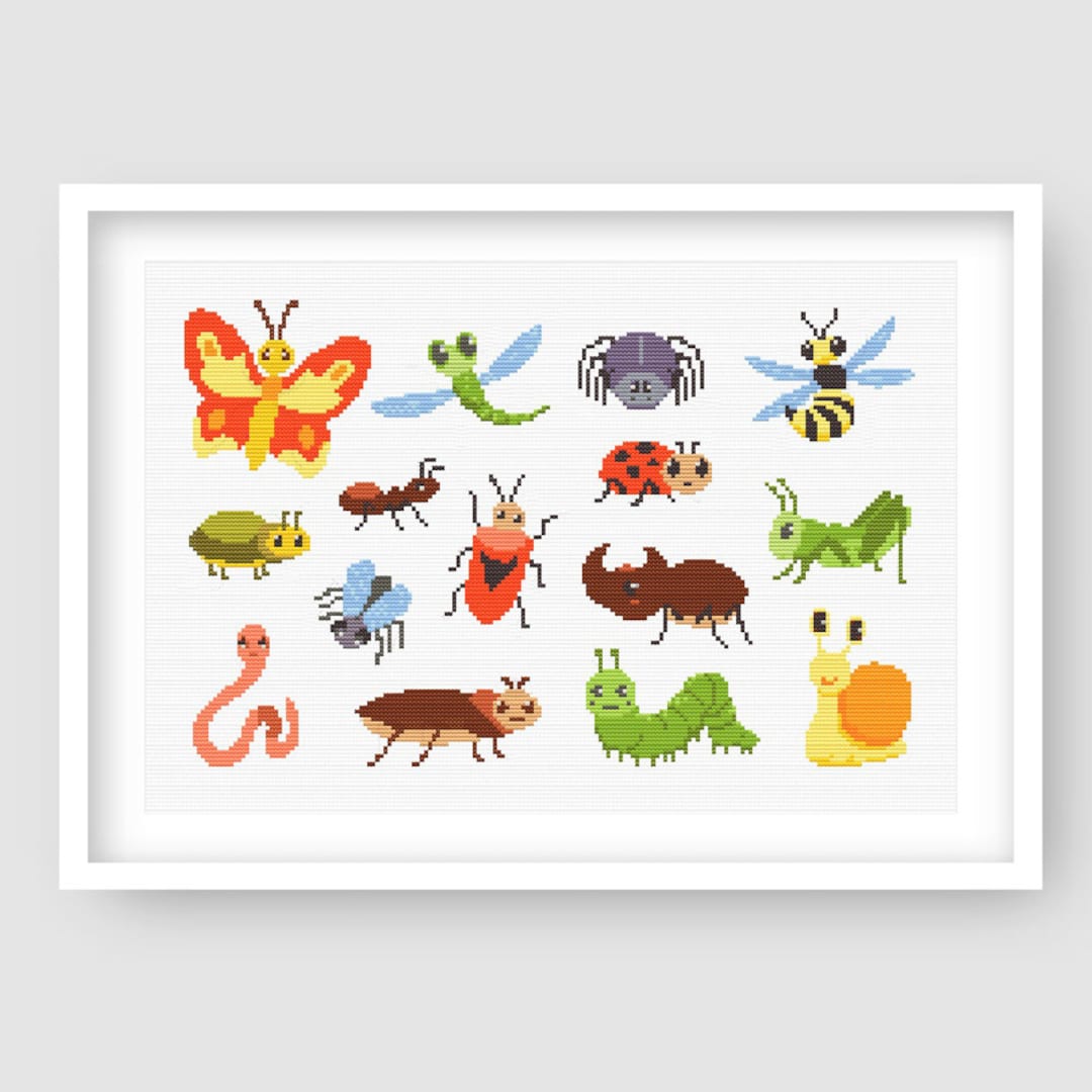 Bugs and Insects Cross Stitch Pattern, Wall Art - Etsy