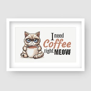 Coffee Craving Cat Cross Stitch Pattern, Funny Subversive Cross Stitch ...