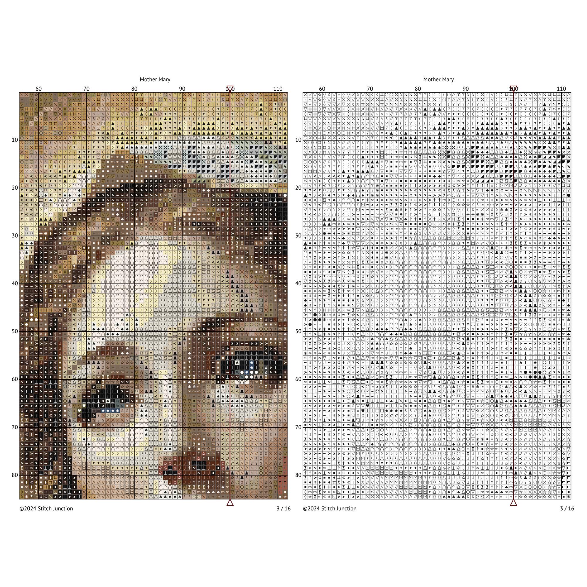 Virgin Mary Cross Stitch Pattern - Detailed Religious Embroidery Design ...