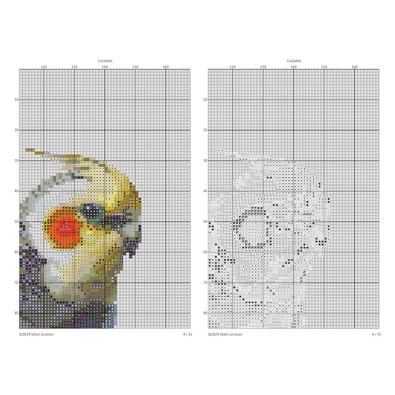 Cockatiel Cross Stitch Pattern - Realistic Bird Embroidery Design ...