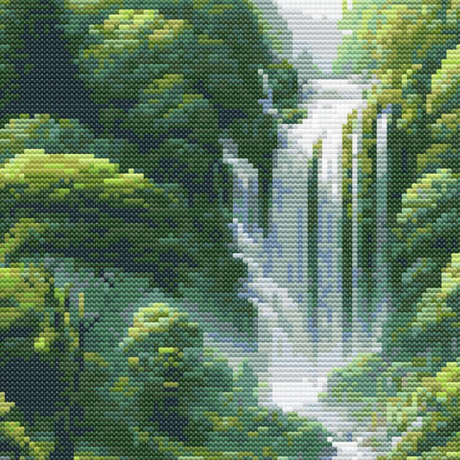 Forest Waterfall Cross Stitch Pattern, Digital Download, Nature ...