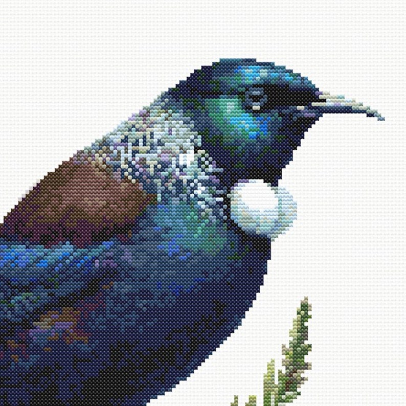 New Zealand Tui Cross Stitch Pattern. Native Bird Cross-stitch Pattern ...