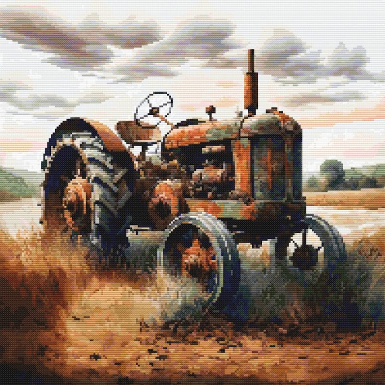 Vintage Farm Trio Cross Stitch Patterns – Rustic Tractor, Classic Barn ...