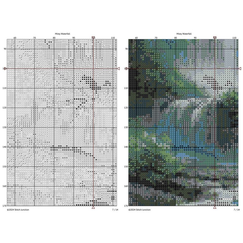 Misty Waterfall Cross Stitch Pattern, Serene Nature Embroidery, DIY ...
