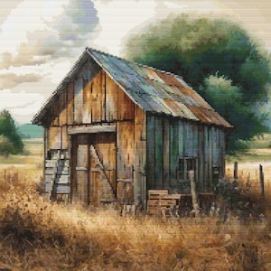 Vintage Farm Trio Cross Stitch Patterns – Rustic Tractor, Classic Barn ...