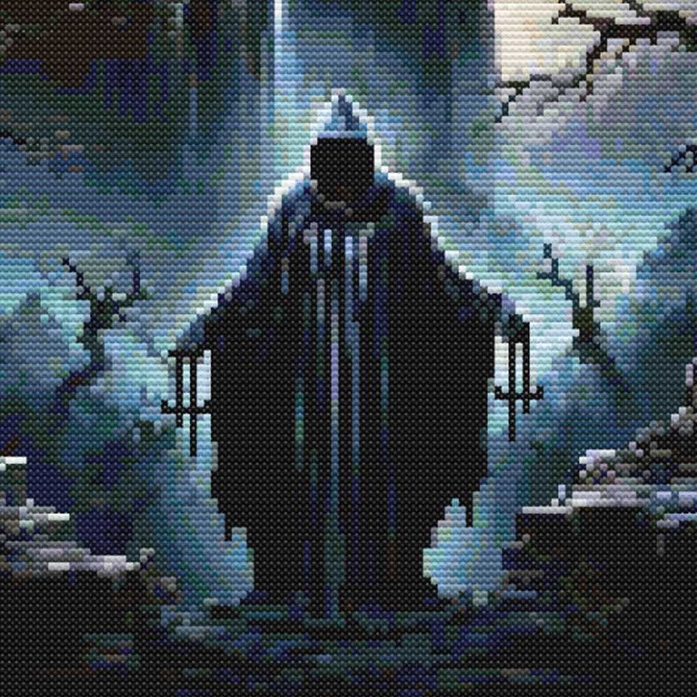 Twilight Castle Cross Stitch Pattern – Gothic Castle & Cloaked Figure ...