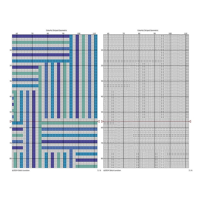 Modern Geometric Stripes Cross Stitch Pattern - Abstract Lines in Blue ...