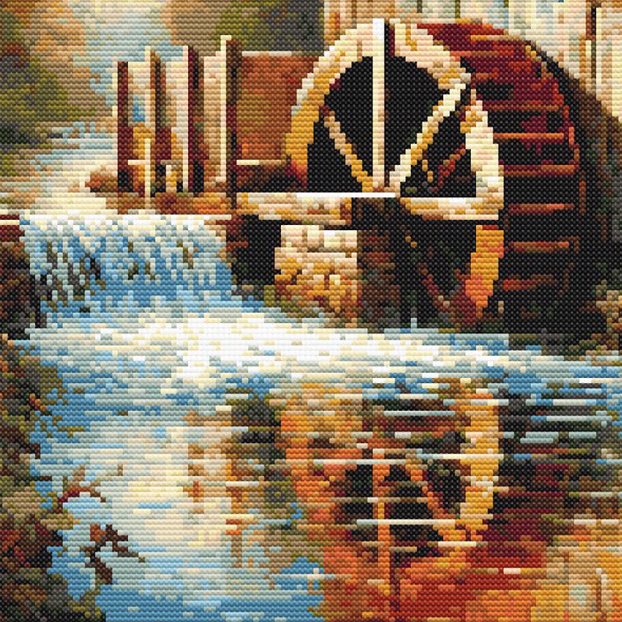 Rustic Watermill Cross Stitch Pattern – Vintage Water Wheel Barn ...