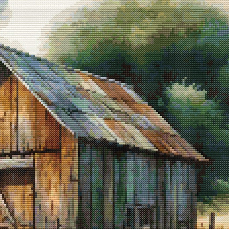 Rustic Barn Cross Stitch Pattern Countryside Farmhouse Needlework ...