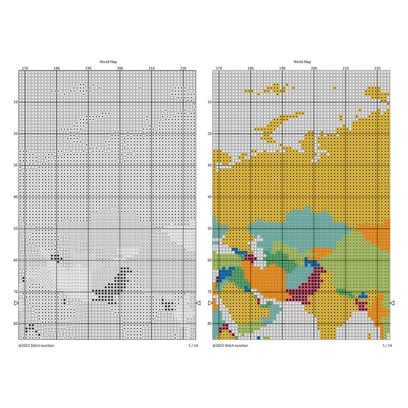 The World Map Cross-stitch Pattern, Earths Nations Cross-stitch Pattern ...