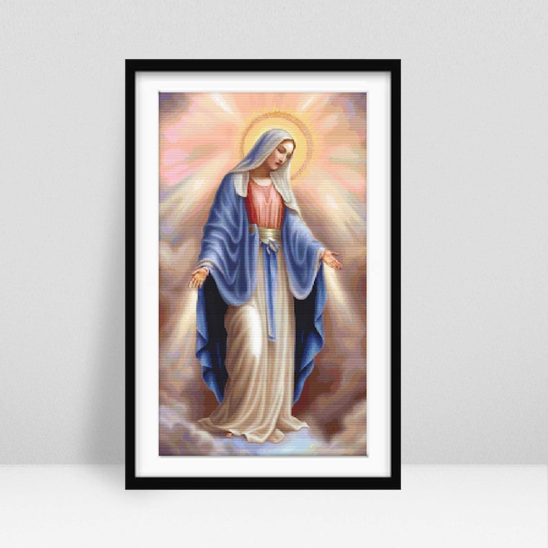 Virgin Mary Cross Stitch Pattern. Mother Mary Embroidery Pattern ...