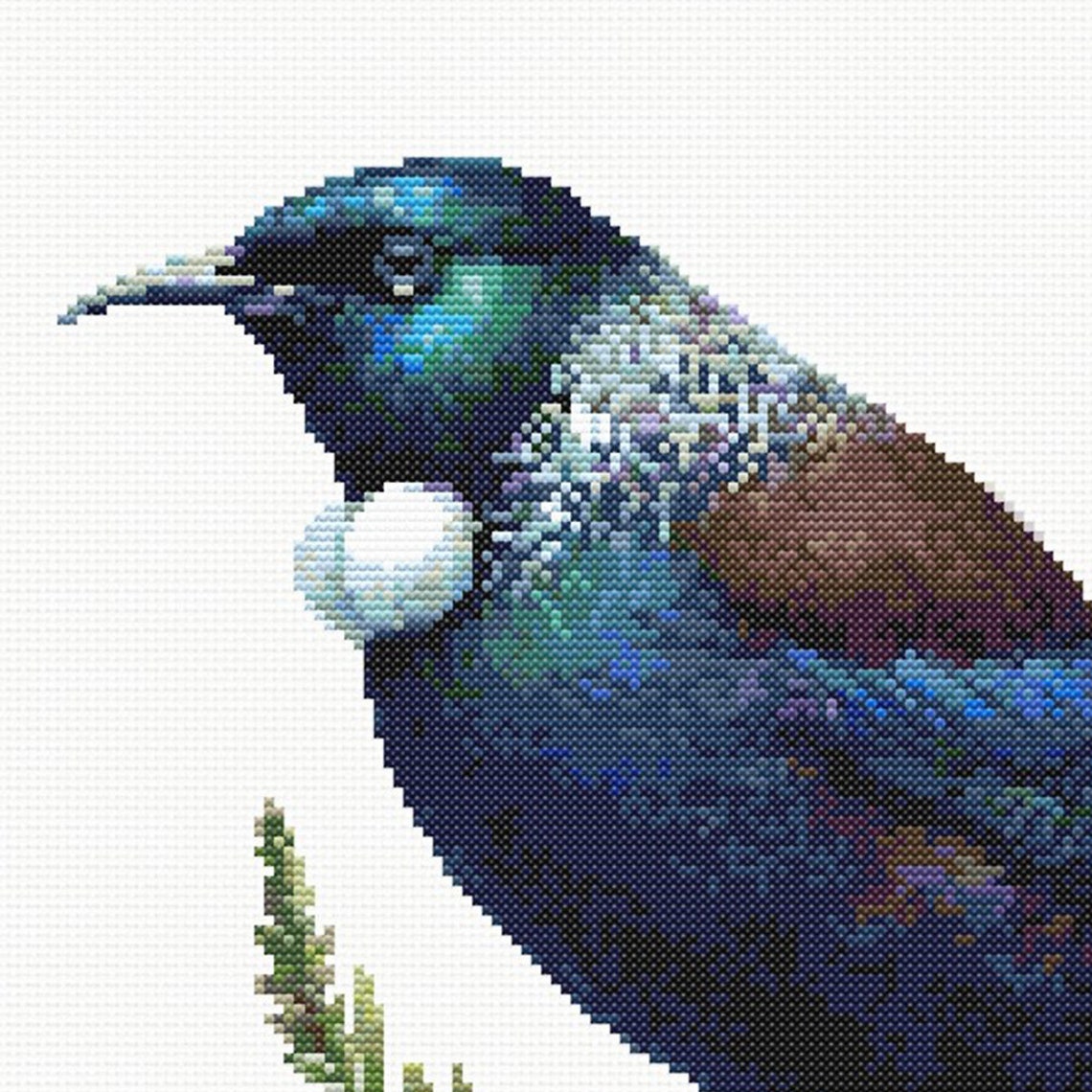 Tui Cross Stitch Pattern. New Zealand Bird Cross-stitch Pattern. Native ...