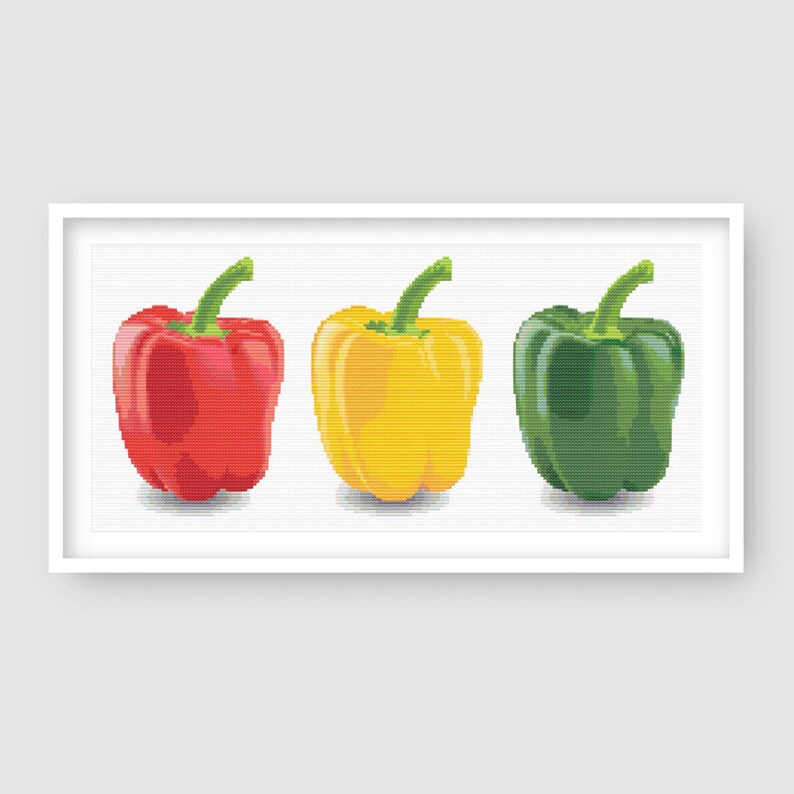 Easy Bell Pepper Cross Stitch Pattern, Vegetable Cross Stitch Pattern ...