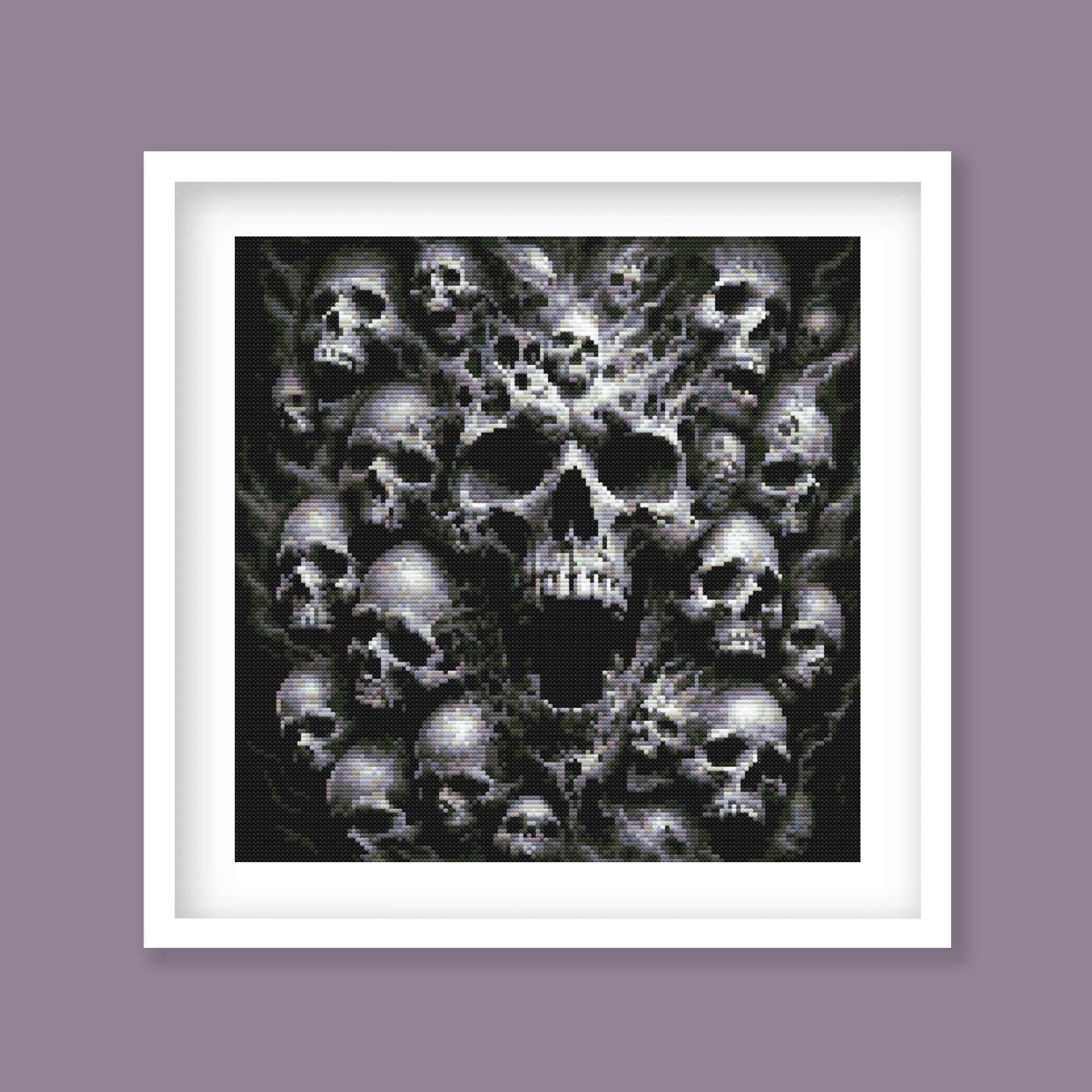 Skull Cross Stitch Pattern, Gothic Skulls in the Shadows, Dark Horror ...