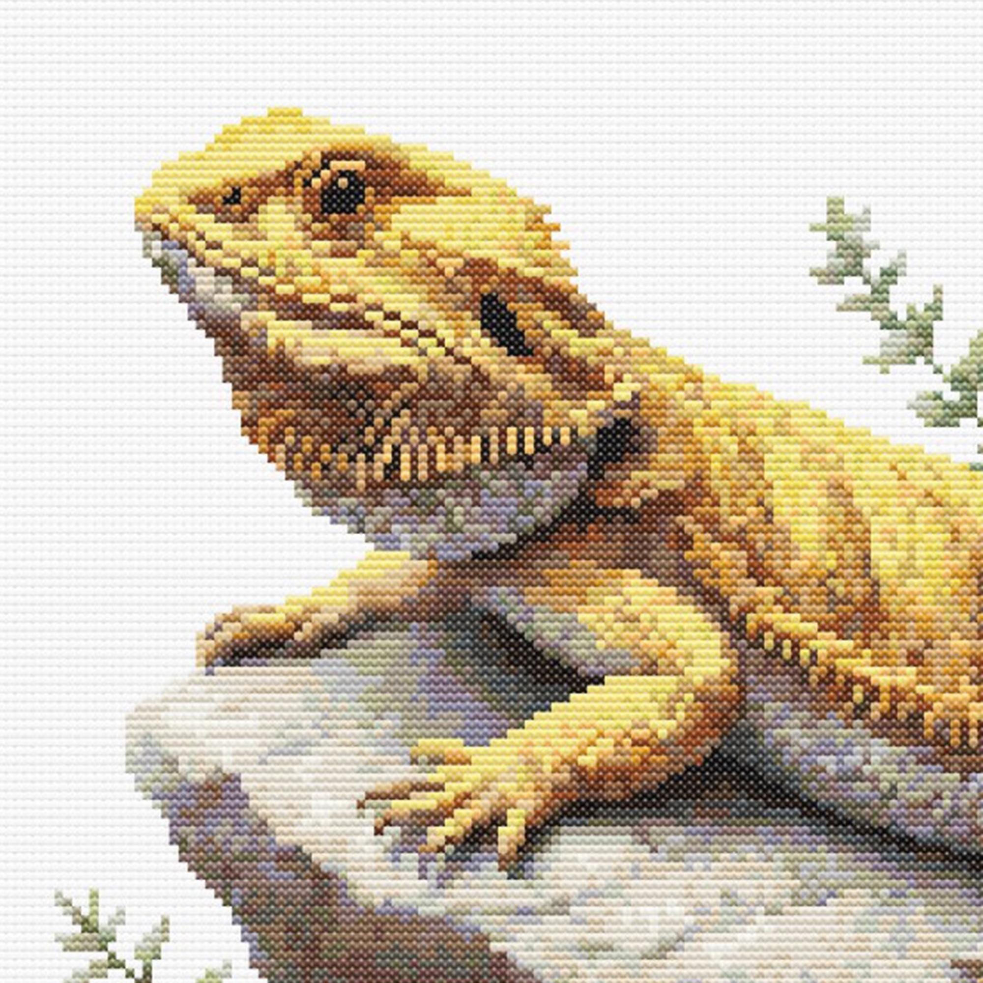 Yellow Bearded Dragon Lizard Cross Stitch Pattern - Detailed Reptile ...